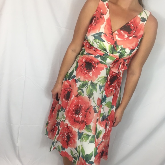 dressbarn | Dresses | Dress Barn Floral Flowy Tie Waist Dress 6 | Poshmark